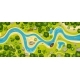River Top View Landscape Above Forest Aerial Map, Vectors | GraphicRiver