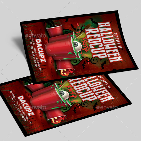 Halloween Red Cup Party Flyer, Print Templates | GraphicRiver