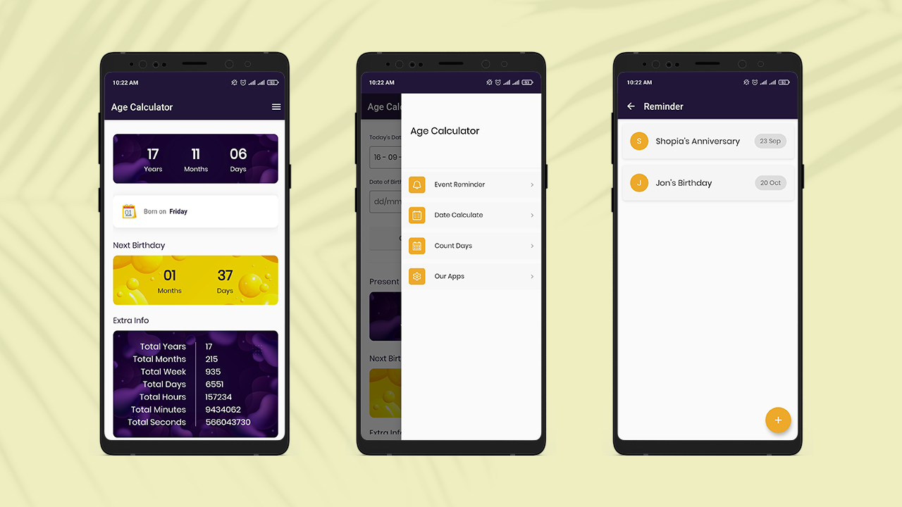Ldura - Flutter Age Calculator Mobile App by EnvyTheme | CodeCanyon