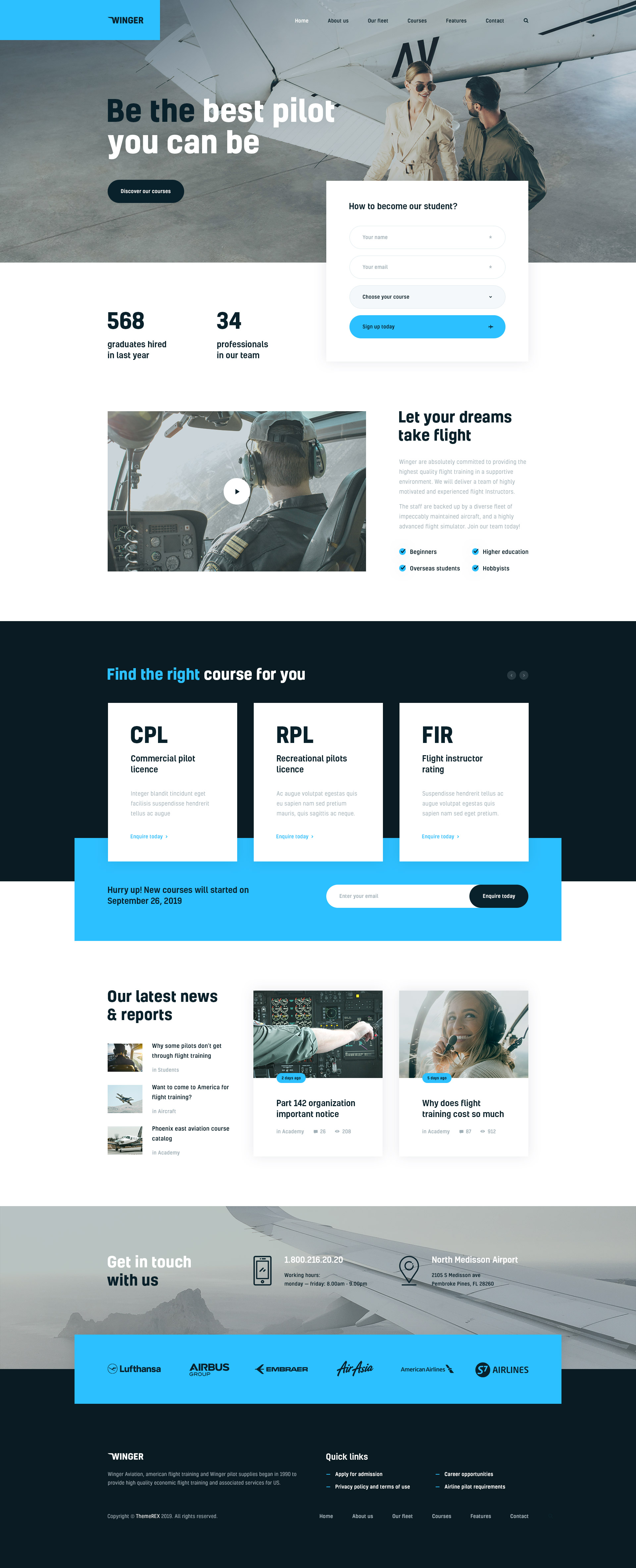 Winger - Aviation & Flight School WordPress Theme by AncoraThemes | ThemeForest