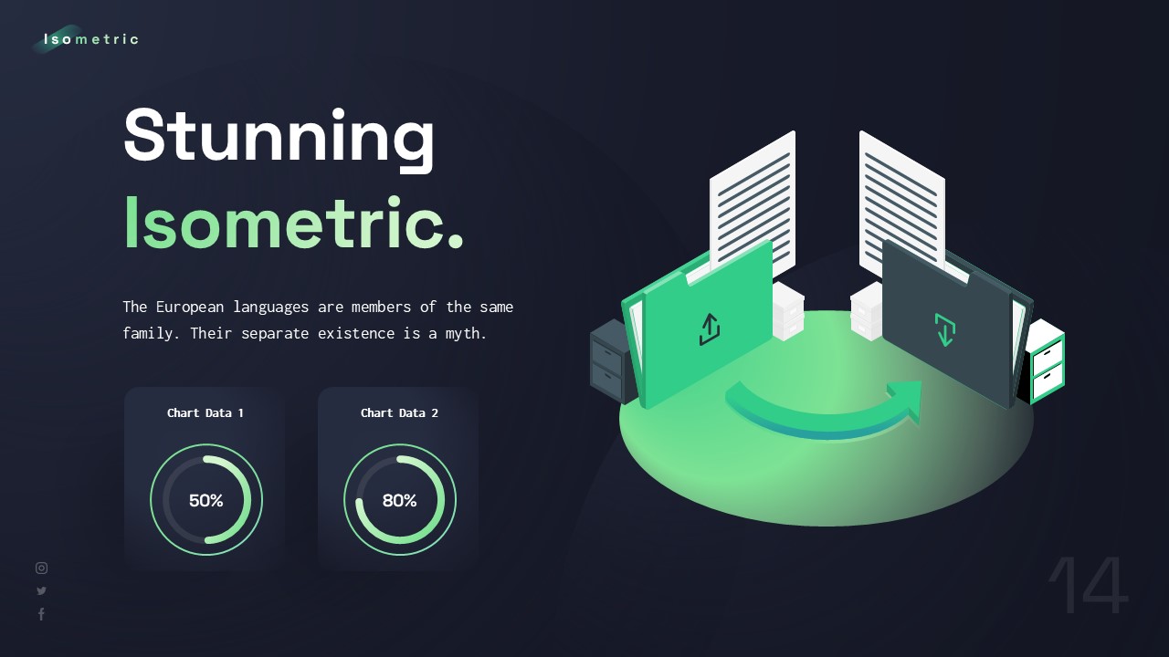 Isometric Vector Asset Creative PowerPoint Template, Presentation Templates