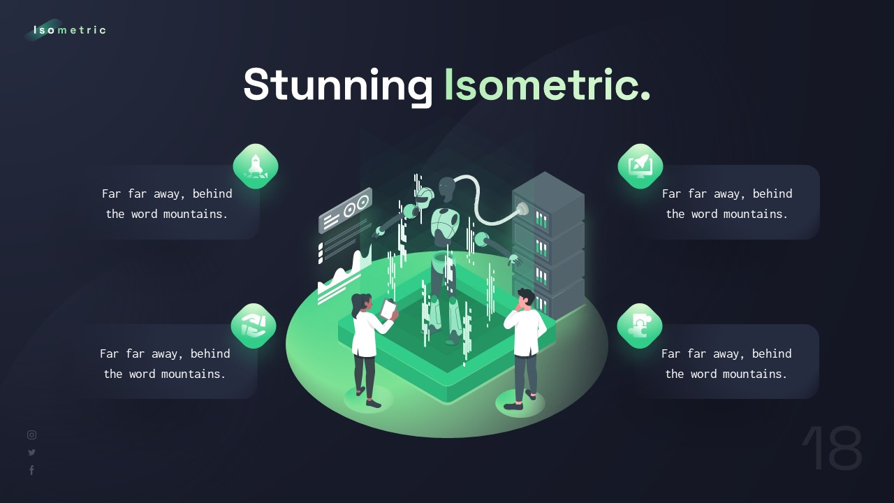 Isometric Vector Asset Creative PowerPoint Template, Presentation Templates