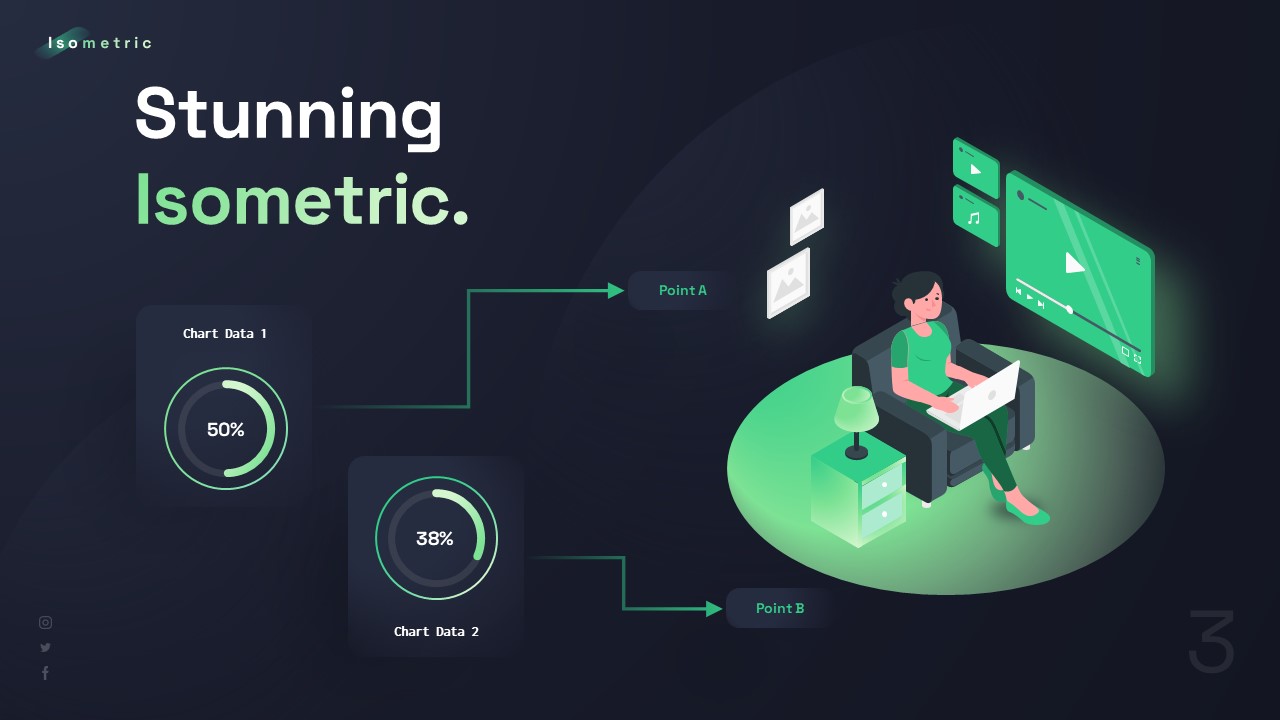 Isometric Vector Asset Creative PowerPoint Template, Presentation Templates