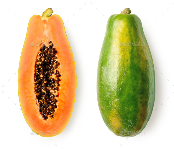 Whole and half of ripe papaya fruit Stock Photo by baibaz | PhotoDune