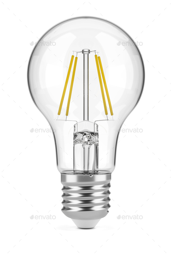 LED filament bulb isolated on white. 3D rendering illustration. Stock ...
