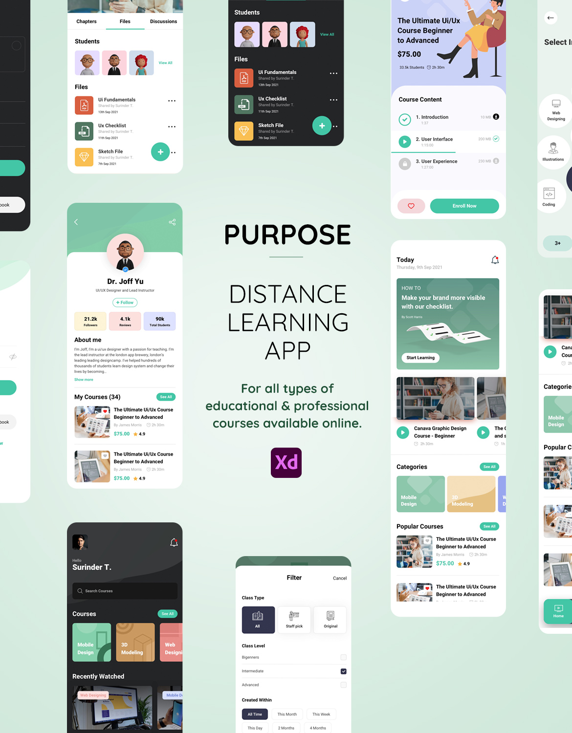 Purpose - Distance Learning App XD Template by enhance-design | ThemeForest