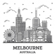 Outline Melbourne Australia City Skyline with Modern and Historic ...