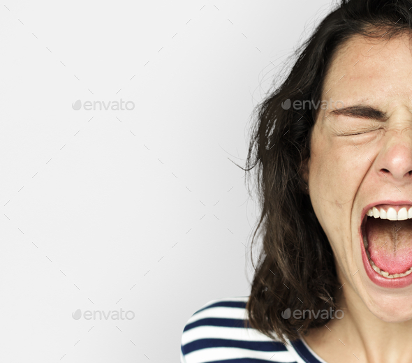 Caucasian White Girl Screaming Mad Stock Photo by Rawpixel | PhotoDune