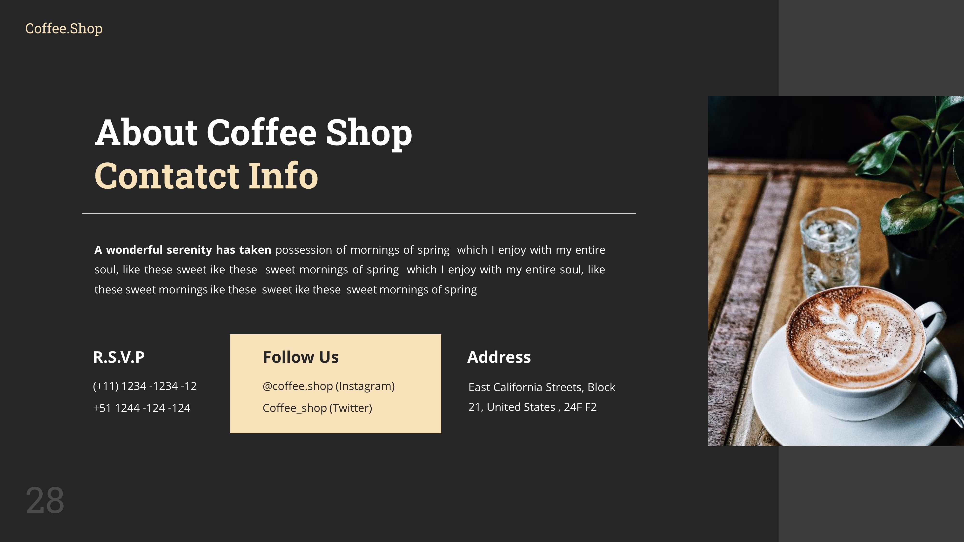 Coffee Shop Google Slide Template Presentation, Presentation Templates