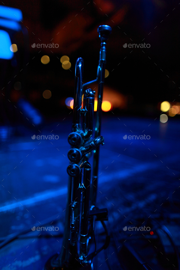 single trumpet in concert light Stock Photo by Pasanheco | PhotoDune