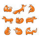 Set of Cute Red Doodle Foxes in Various Poses, Vectors | GraphicRiver