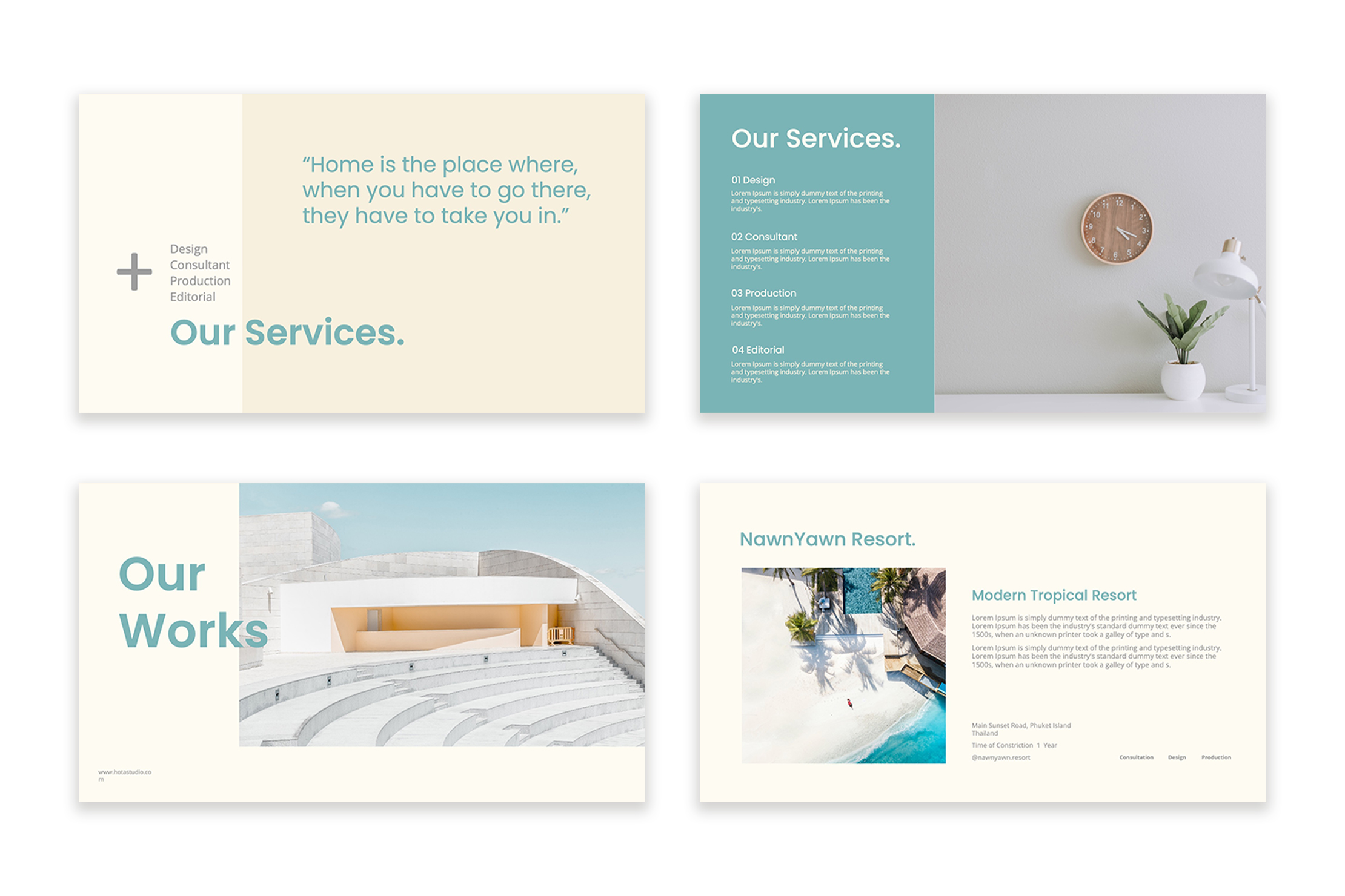 Modern Turquoise Cream Portfolio PowerPoint Template Presentation ...
