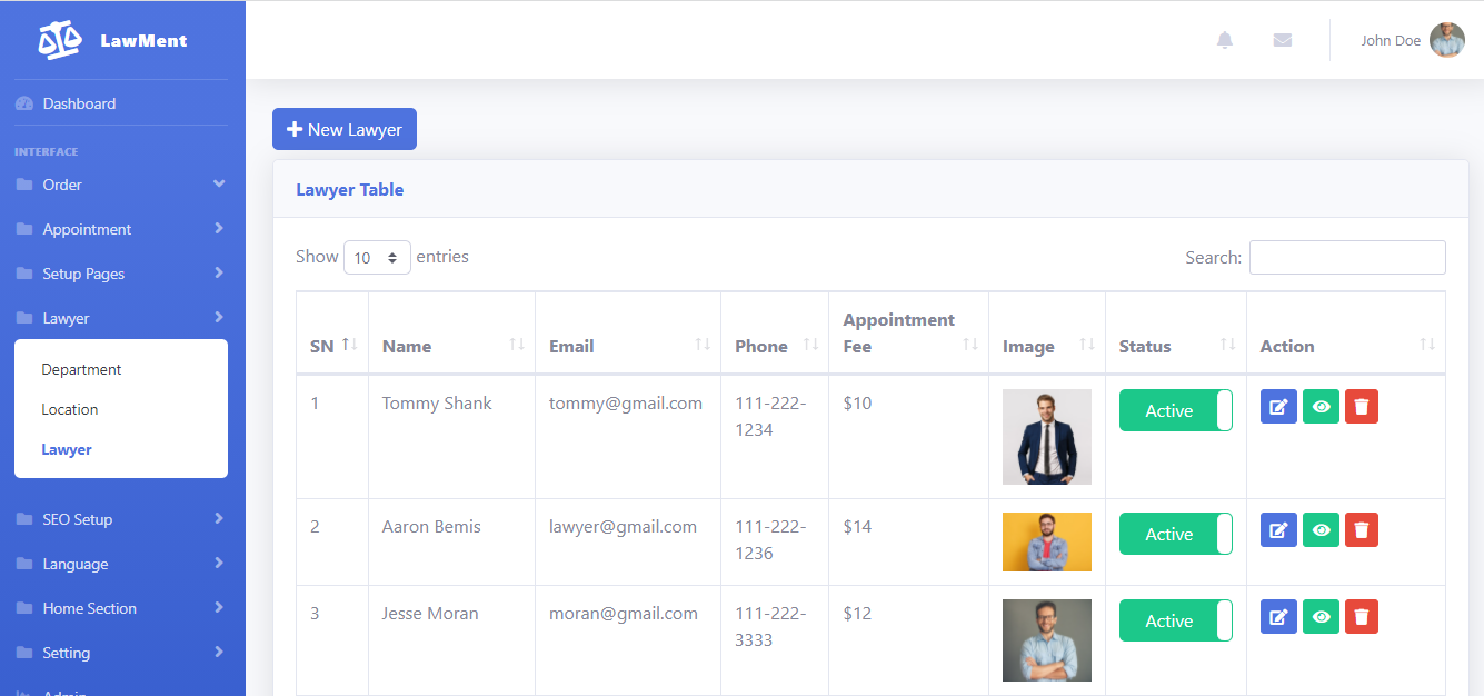 LawMent - SaaS Based Multi Lawyer Appointment System by websolutionus