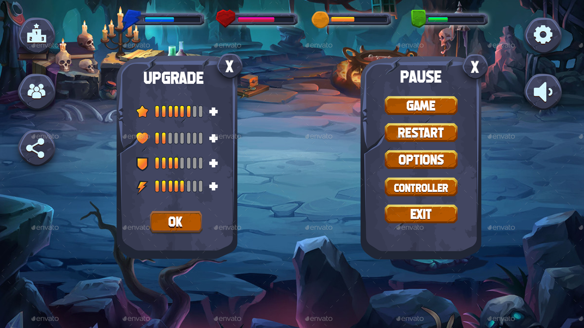 2D-Mobile GUI Game pack, Game Assets | GraphicRiver