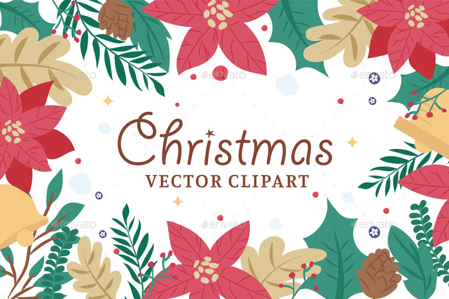 Christmas Foliage Leaves Clipart, Graphics | GraphicRiver