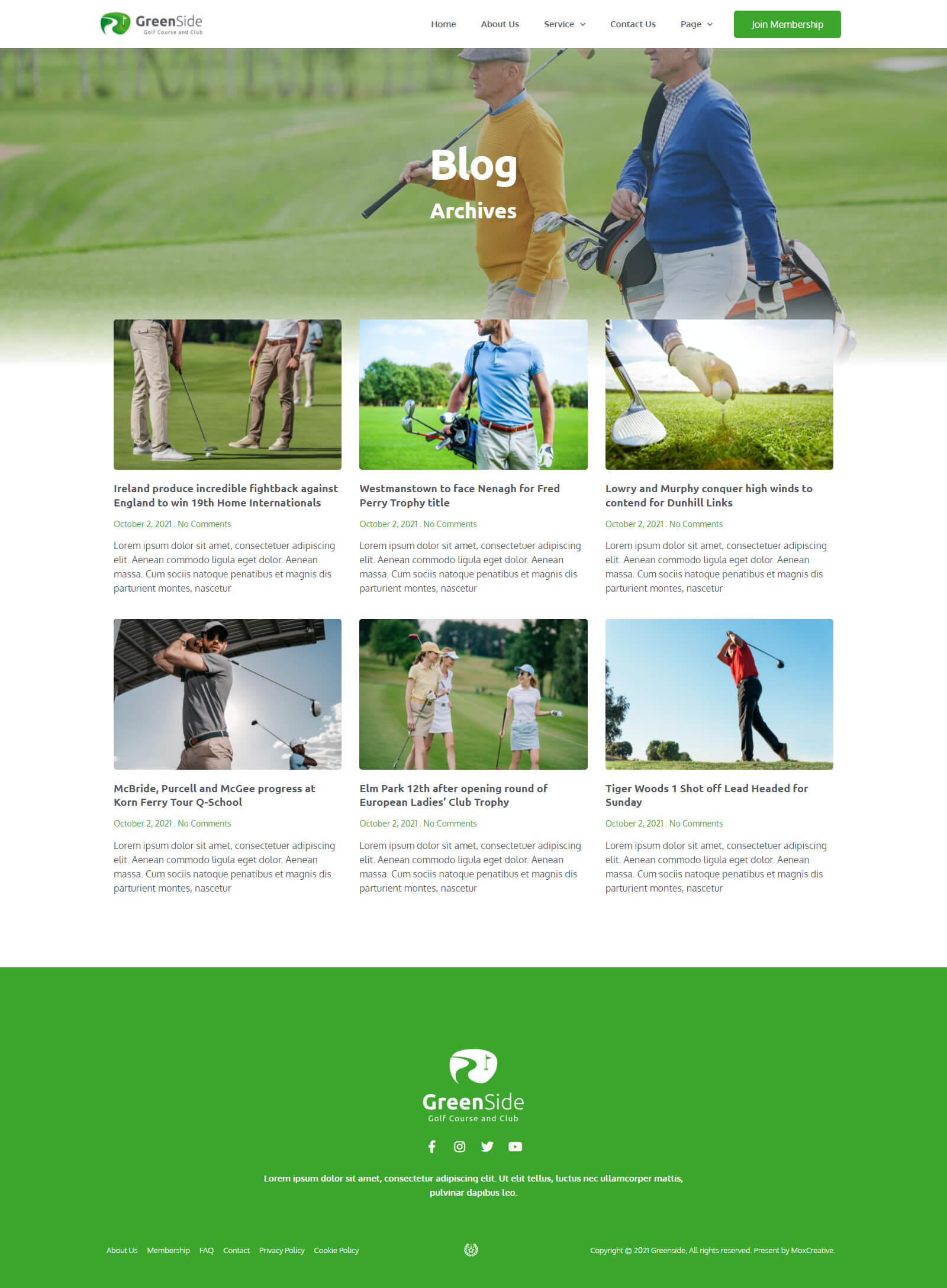Greenside - Golf Club & Academy Elementor Template Kit by moxcreative