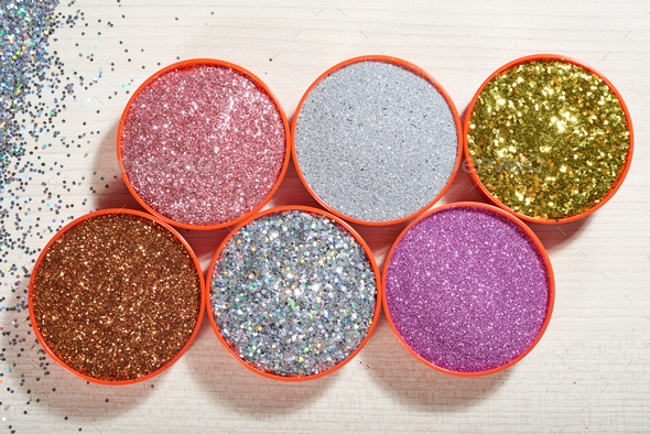 Colorful Glitter Containers Isolated On White Background Stock Photo by ...
