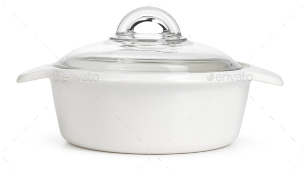 White ceramic cooking pot isolated on a white background Stock Photo by ...