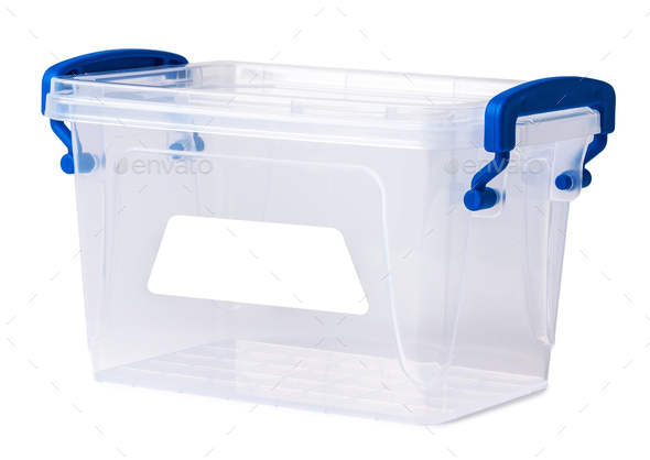 Transparent plastic box isolated on white background Stock Photo by ...