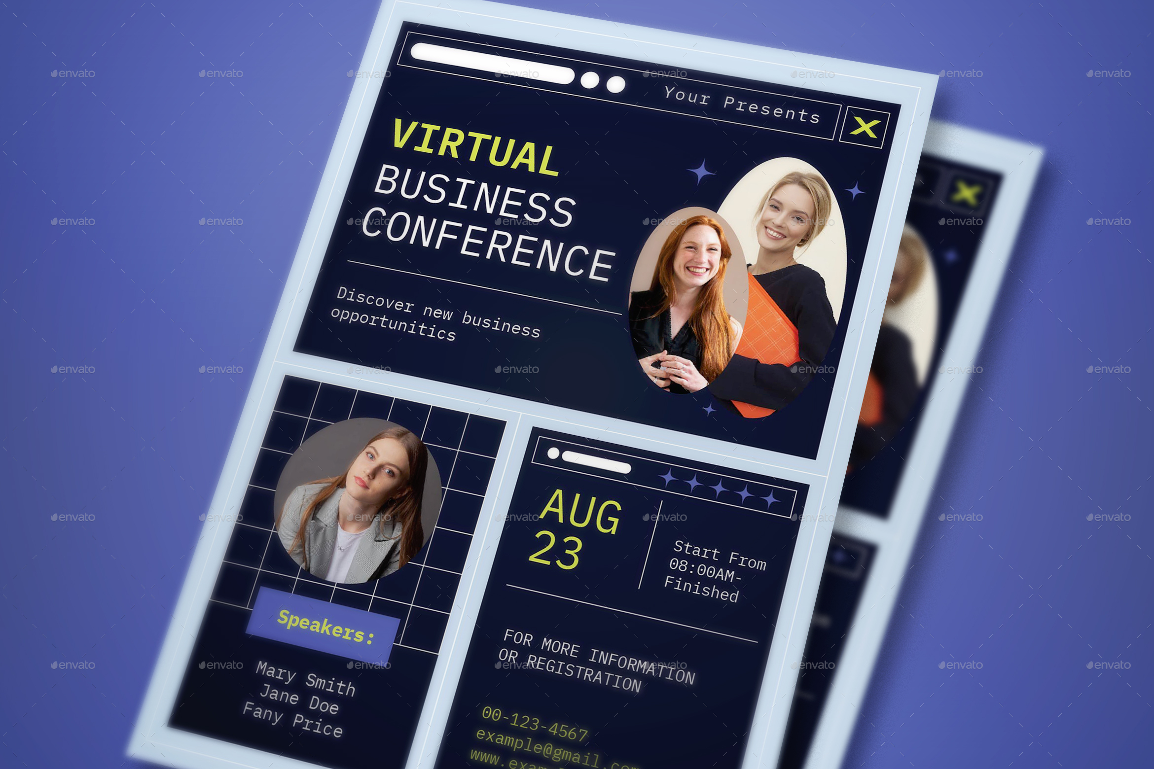 Virtual Business Conferences Flyer Set, Print Templates | GraphicRiver