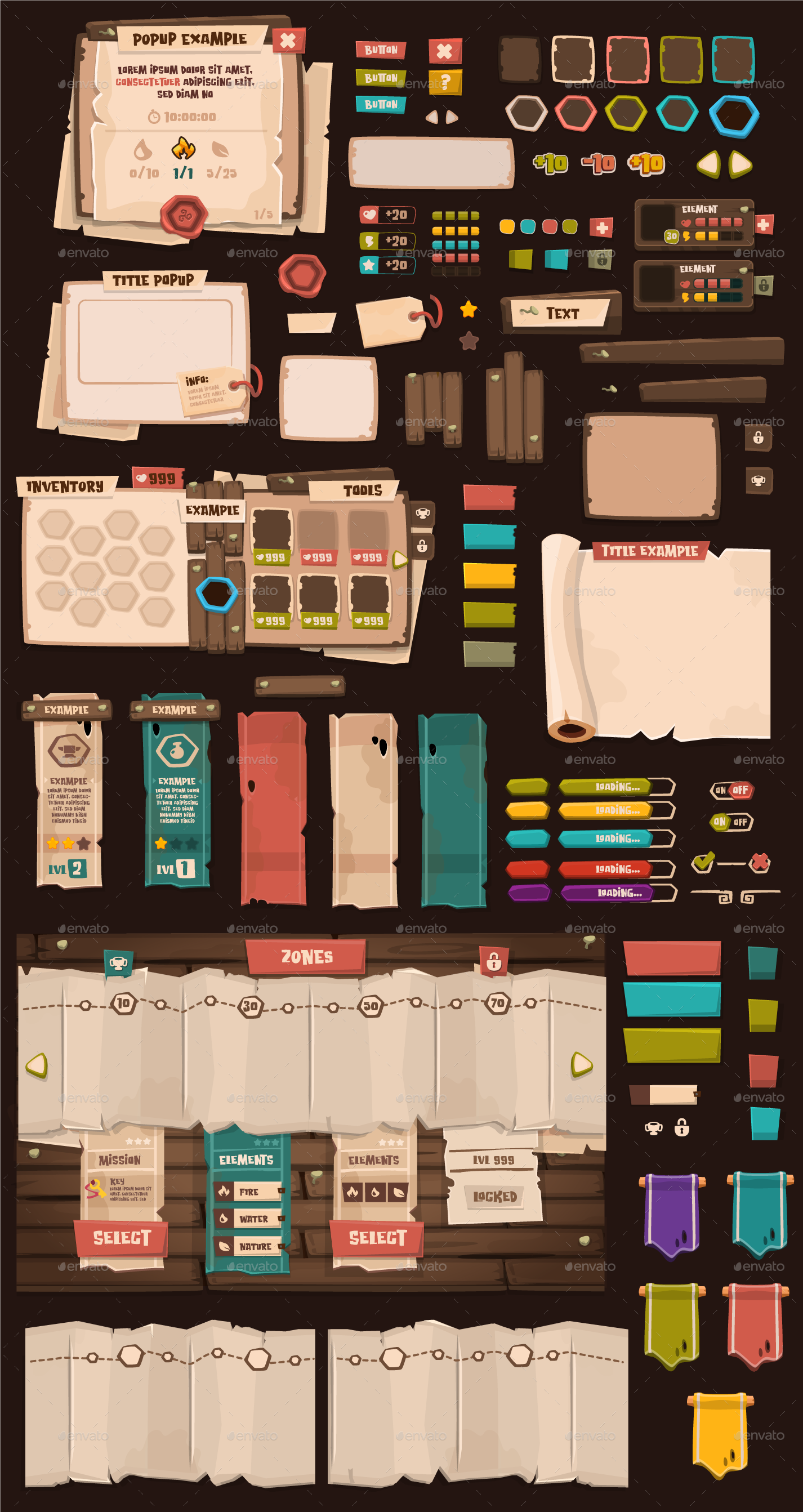 Ui Elements - Adventure, Game Assets | GraphicRiver