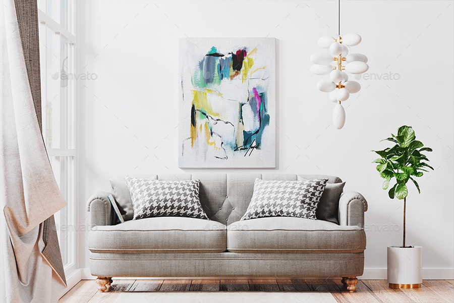 Canvas Frame In Interior Mockup, Graphics | GraphicRiver