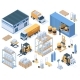 Isometric Storage Buildings Cargo Trucks , Vectors | GraphicRiver
