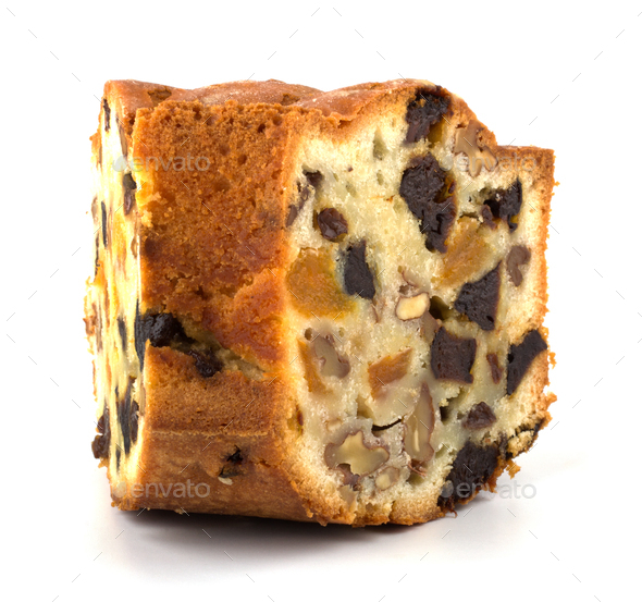 Panettone fruit cake pieces isolated on white background Stock Photo by ...