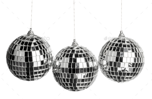Mini disco ball isolated on white background Stock Photo by FabrikaPhoto
