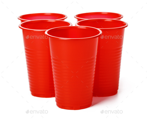 Colored disposable cups for drinks isolated on white Stock Photo by ...