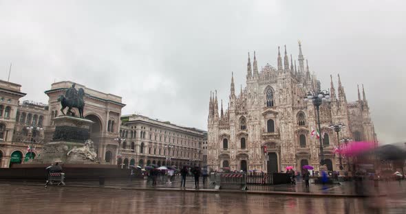 Duomo di Milano in the rain, Milan, Italy Timelapse, Stock Footage