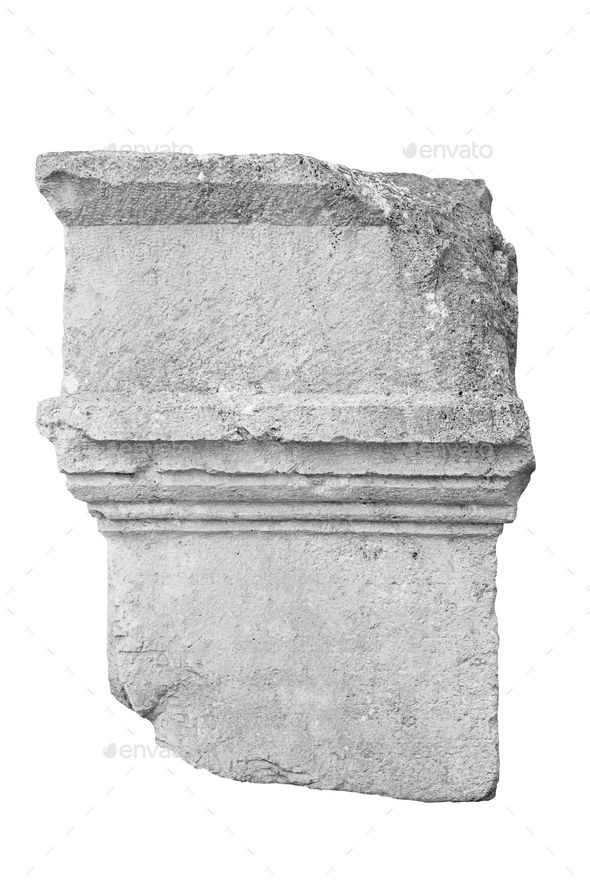 large square stone column isolated on white background Stock Photo by ...