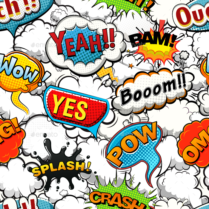 Colorful Comics Seamless Pattern, Vectors | GraphicRiver