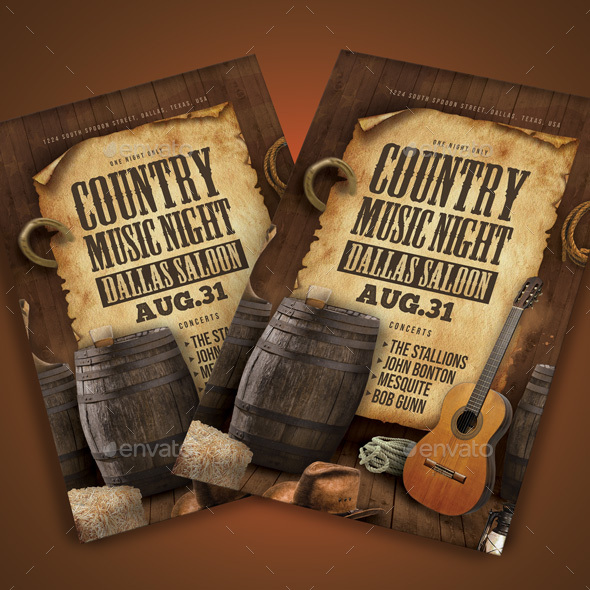 Country Music Saloon Concert Flyer, Print Templates | GraphicRiver
