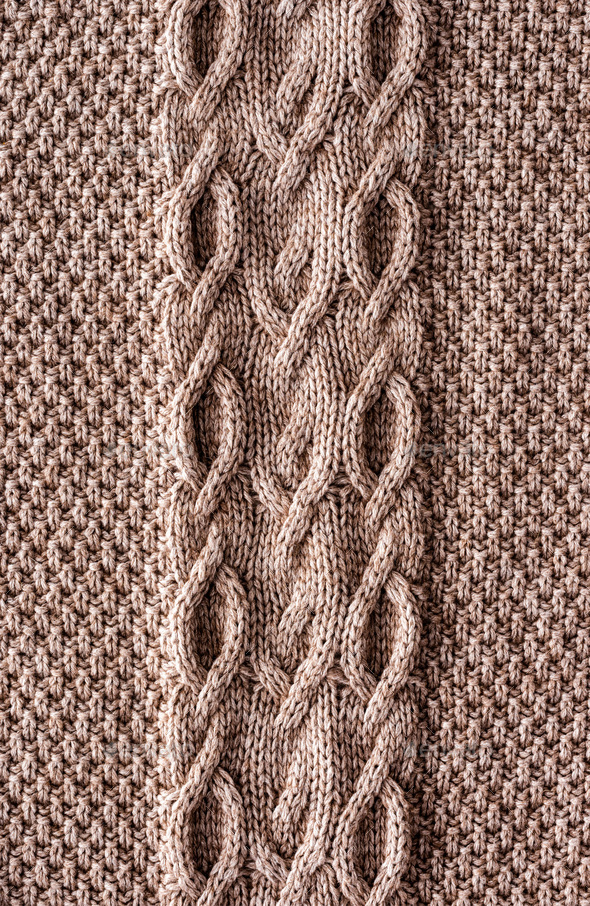 full frame of knitted cloth with pattern as background Stock Photo by ...
