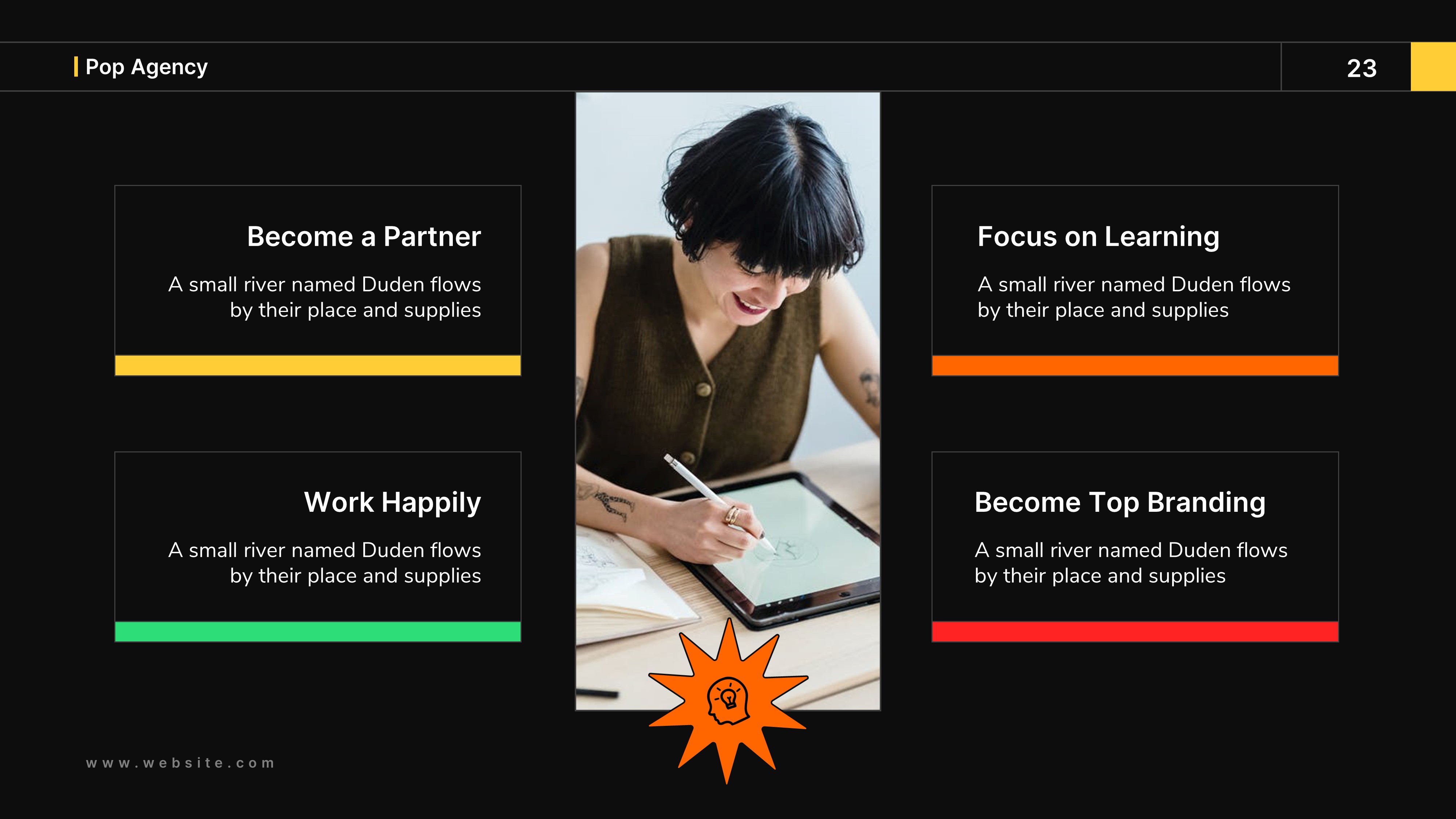 Pop Agency Creative Business PowerPoint Template, Presentation Templates
