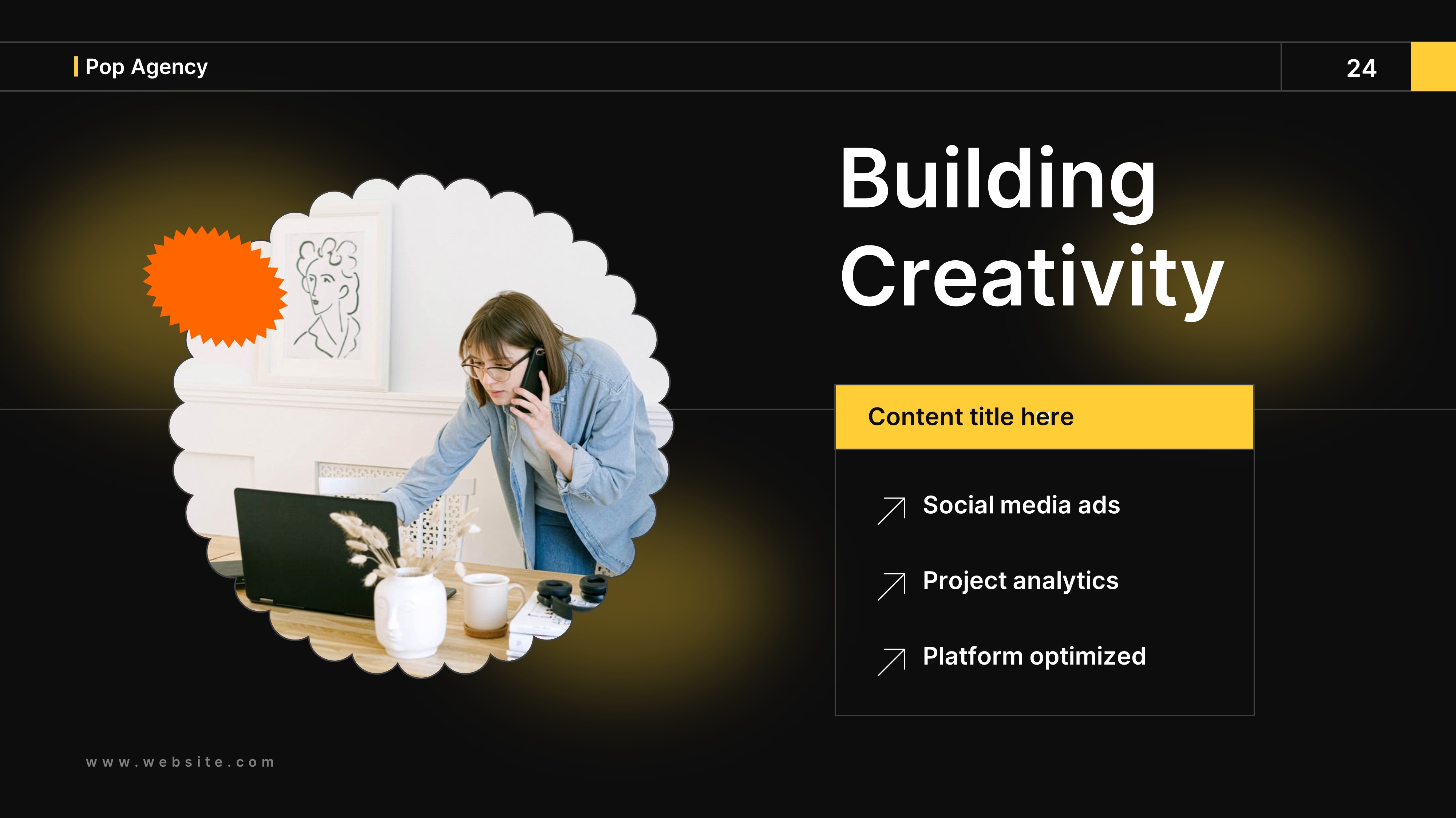 Pop Agency Creative Business Google Slide Template, Presentation Templates