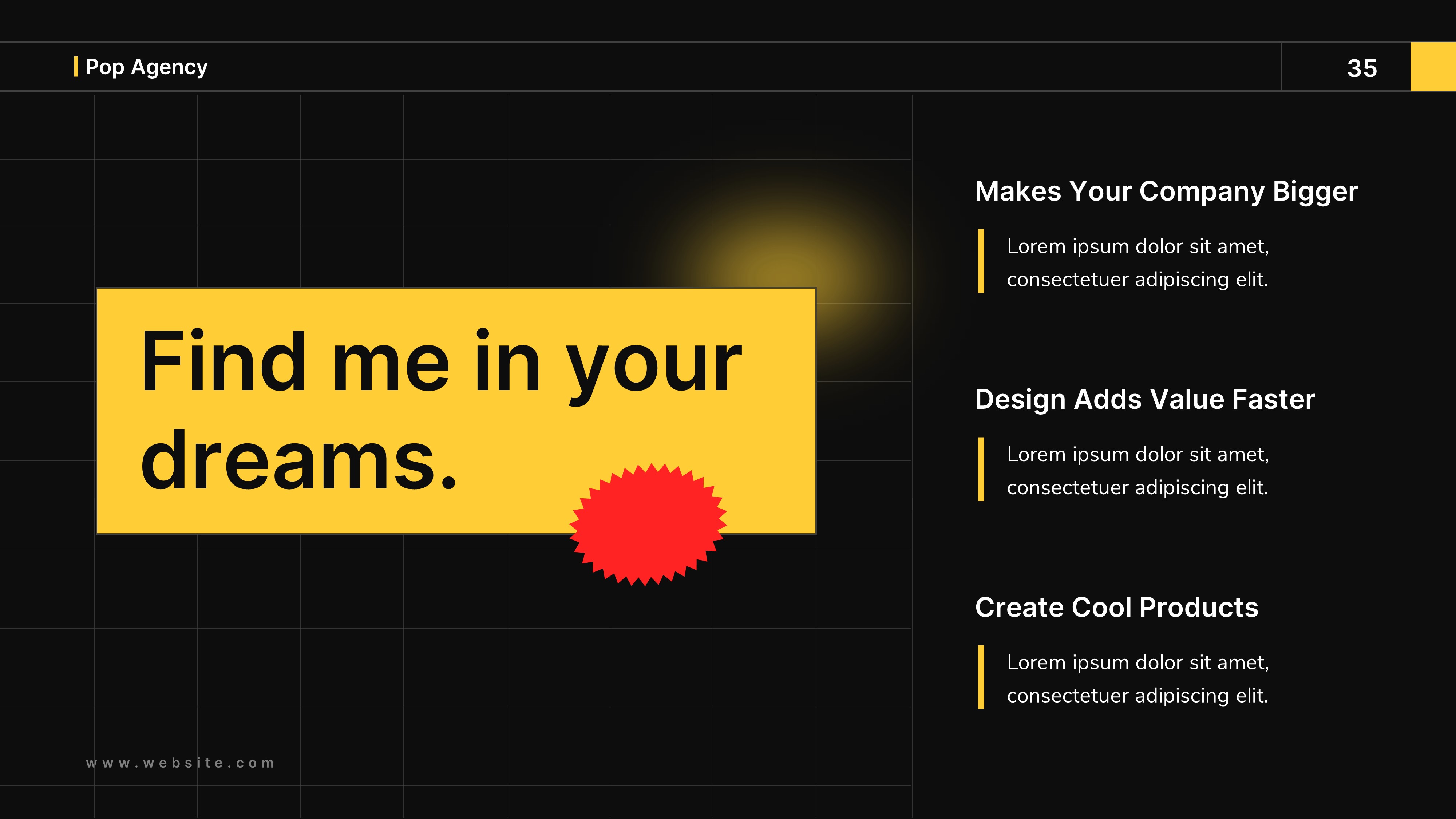 Pop Agency Creative Business Google Slide Template, Presentation Templates