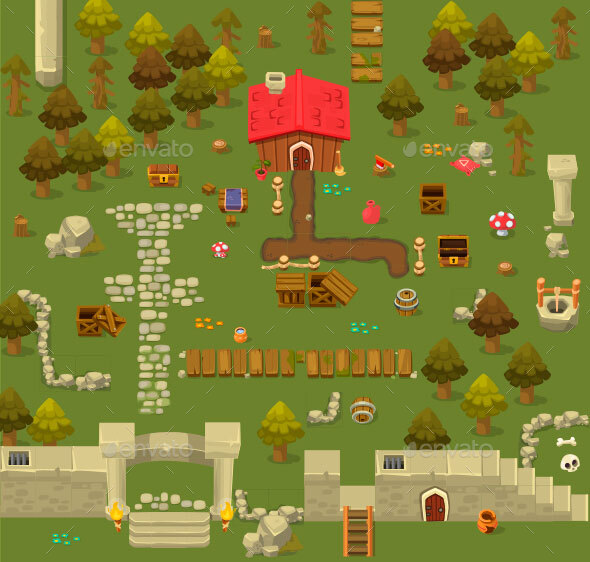 Forest Assets - Top Down, Game Assets | GraphicRiver