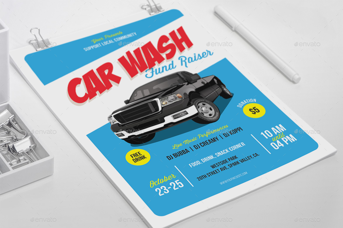 Car Wash Fund Raiser Flyer, Print Templates | GraphicRiver