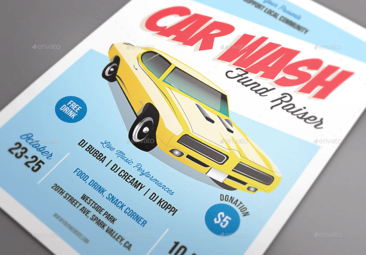 Car Wash Fund Raiser Flyer, Print Templates | GraphicRiver