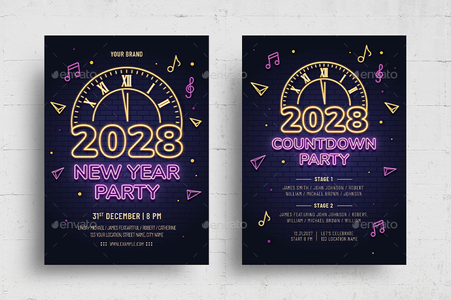 NYE Party Flyer Templates, Print Templates | GraphicRiver