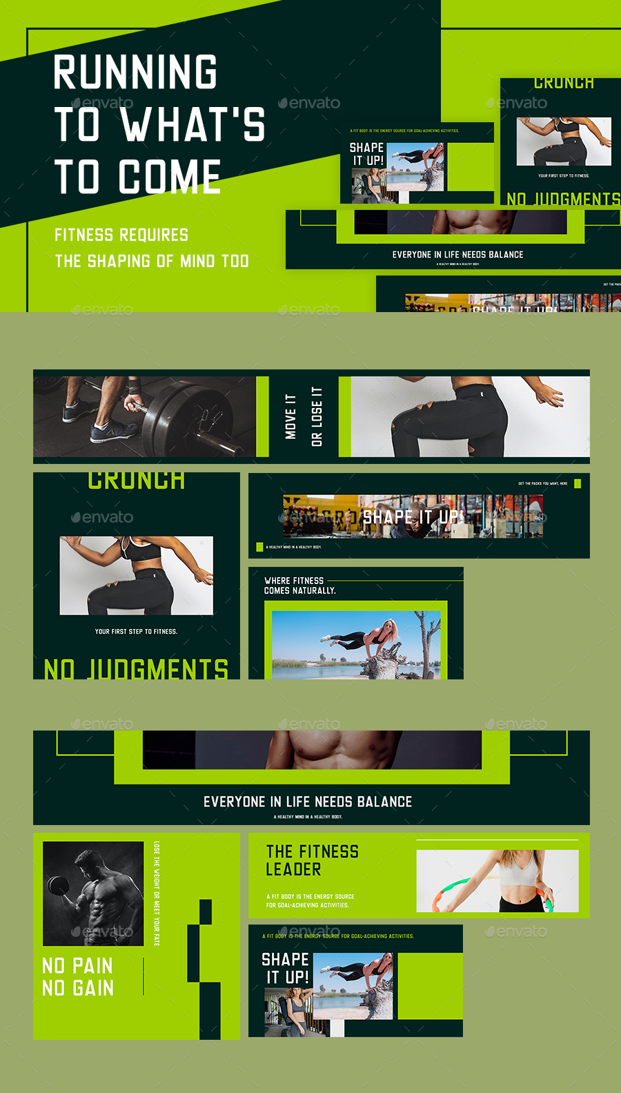 Fitness LinkedIn Banners, Web Elements | GraphicRiver