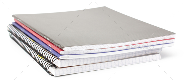 Notebook stack. Schoolchild and student studies accessories. Stock ...