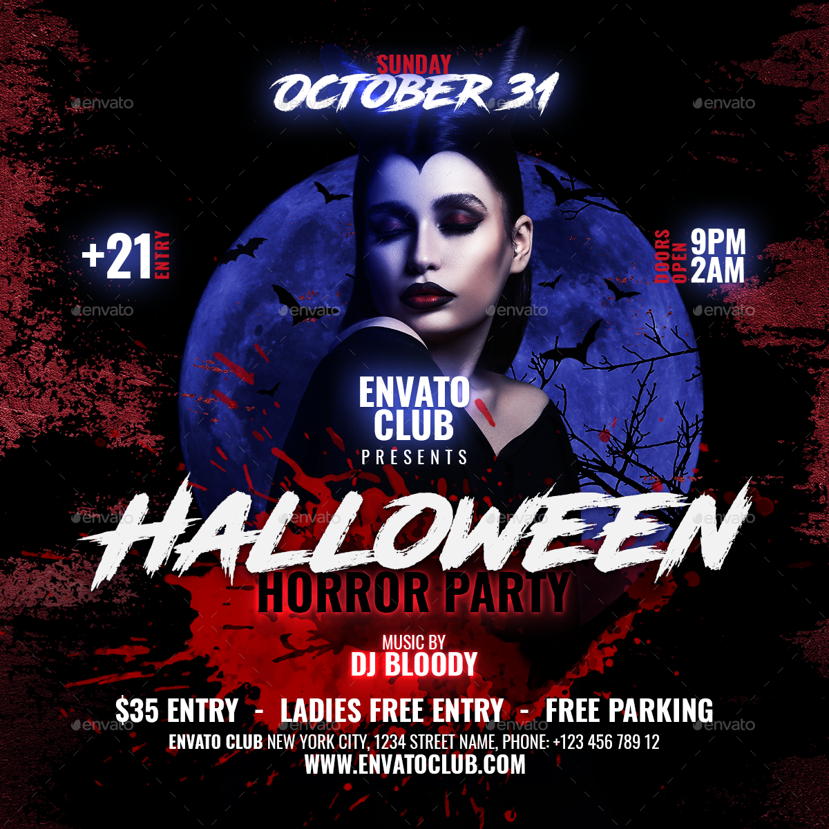 Horror Party Halloween Flyer, Print Templates | GraphicRiver