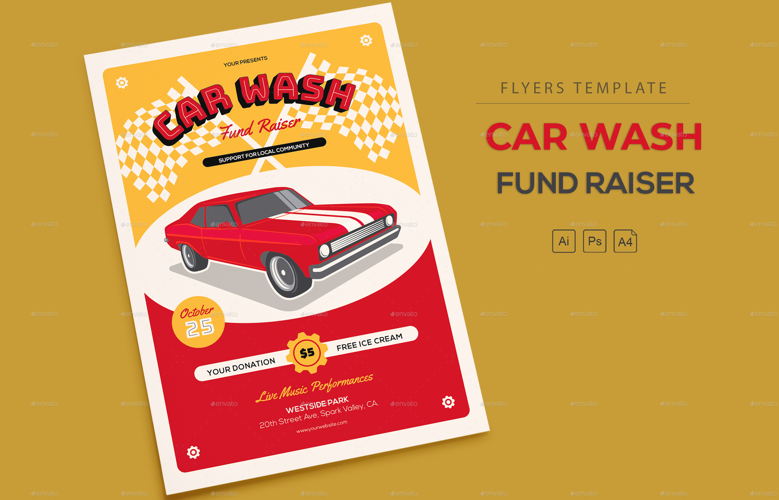 Car Wash Fund Raiser Flyers, Print Templates | GraphicRiver