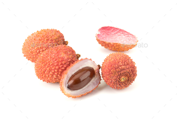 Lychee. Fresh lychees isolated on white background Stock Photo by ...