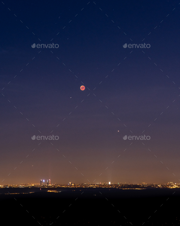Blood moon over modern city Stock Photo by ADDICTIVE_STOCK | PhotoDune