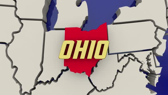 Ohio State Map United States America Usa Buckeye Render 3d Animation ...