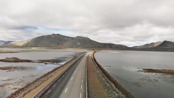 Beautiful Bridge Across Iceland Fjord in Summer Season Aerial View From ...